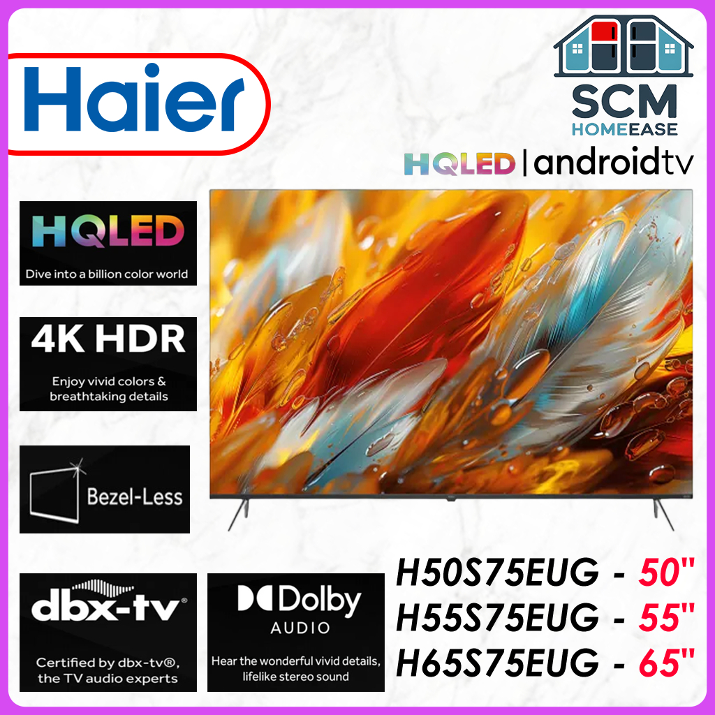 Haier 4K UHD QLED Android Smart HDR TV H65S75EUG 65" / H55S75EUG 55 ...