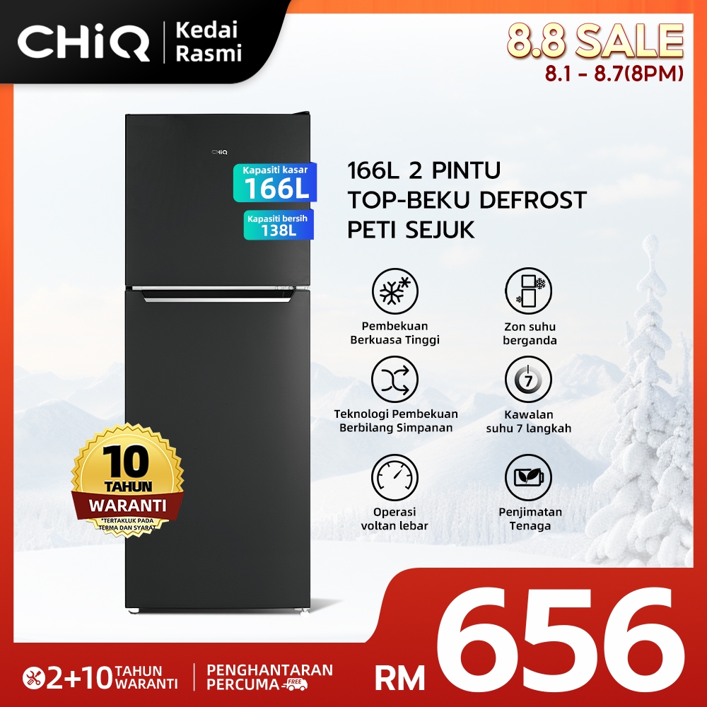 CHiQ CTM138L Powerful Freezing Two Door defrost 166L Refrigerator ...