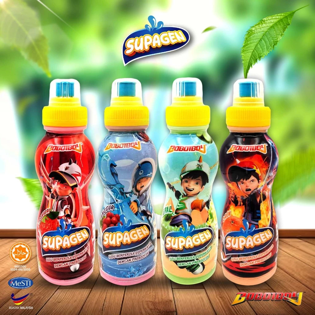 SUPAGEN x BoBoiBoy Flavoured Milk with Prebiotics 250ml – Low Sugar ...