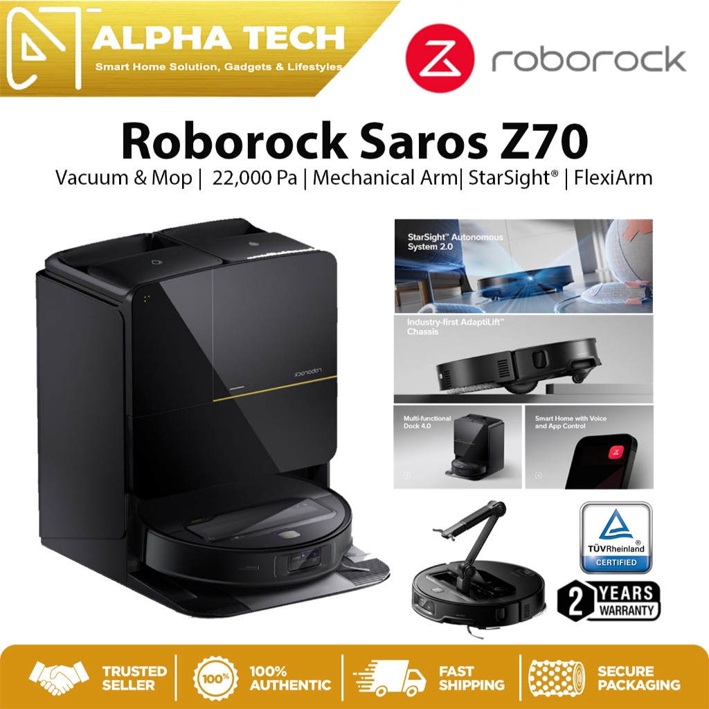 Roborock Saros Z70 Robot Vacuum & Mop | 22000Pa | Dual Spinning Mop ...