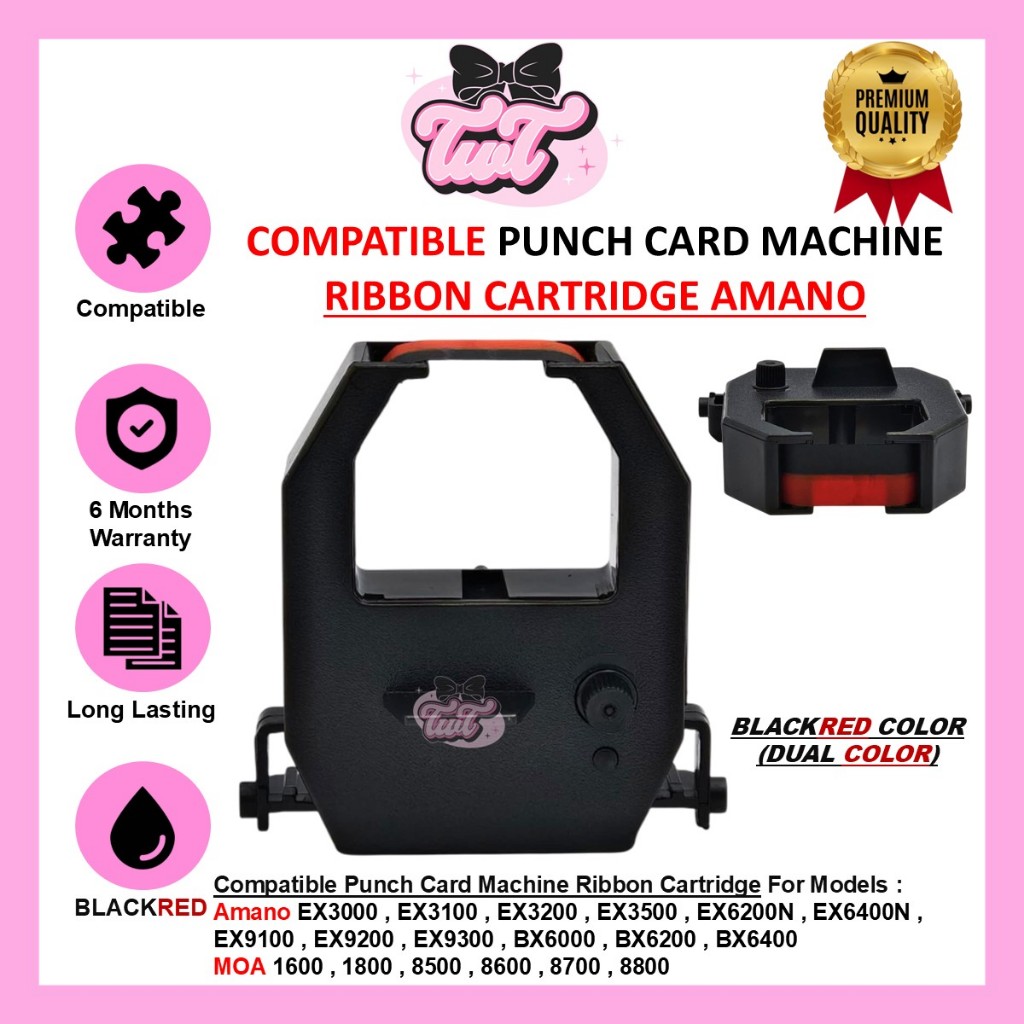 Compatible Amano Ribbon Cartridge BlackRed Punch Card Time Recorder ...