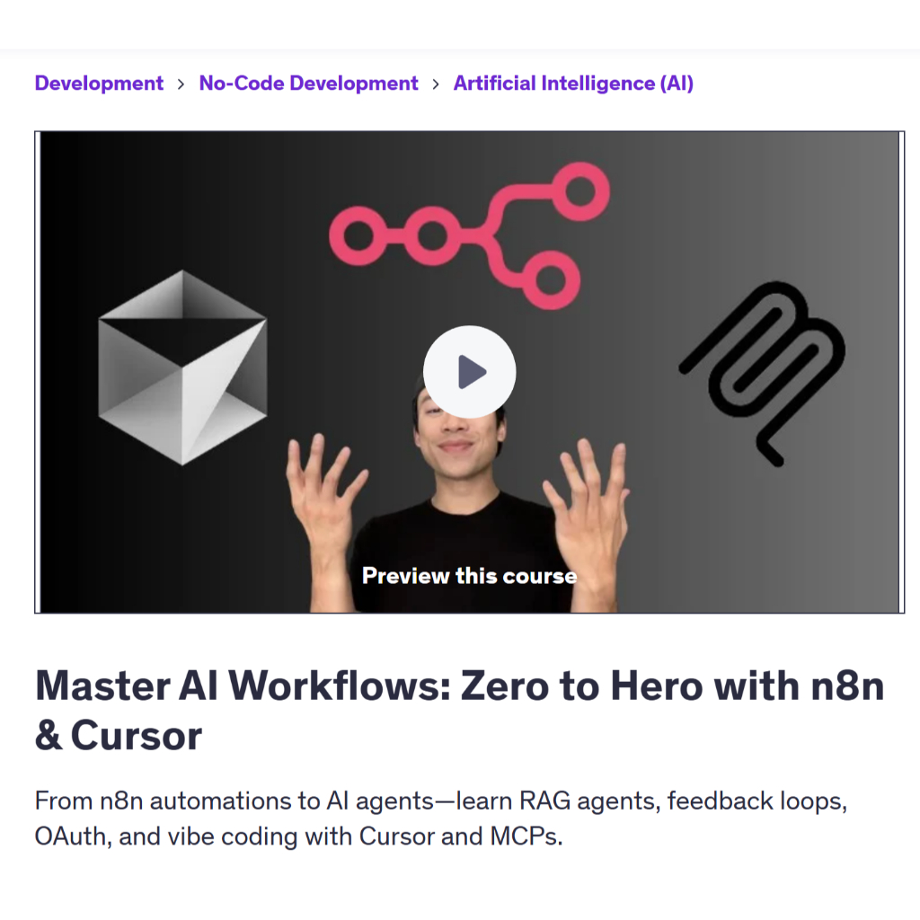 Ai n8n Video Course-Master AI Workflows: Zero to Hero with n8n & Cursor | Shopee Malaysia
