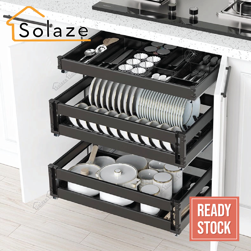 Solaze Aluminum Alloy Pull Out Cabinet Drawer Organizer Duty Storage ...