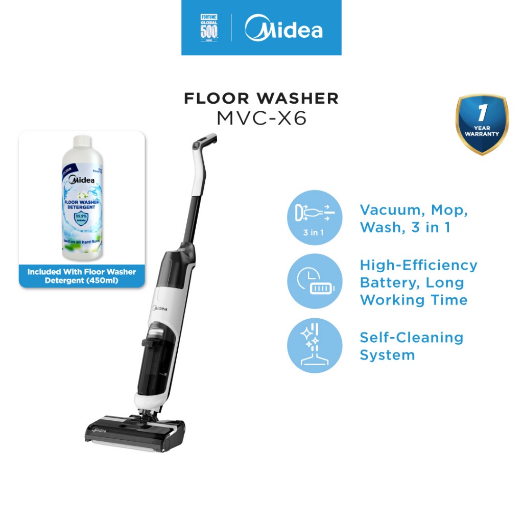 Midea MVC-X6 Floor Washer / Wet & Dry Cordless Vacuum Cleaner With Self ...