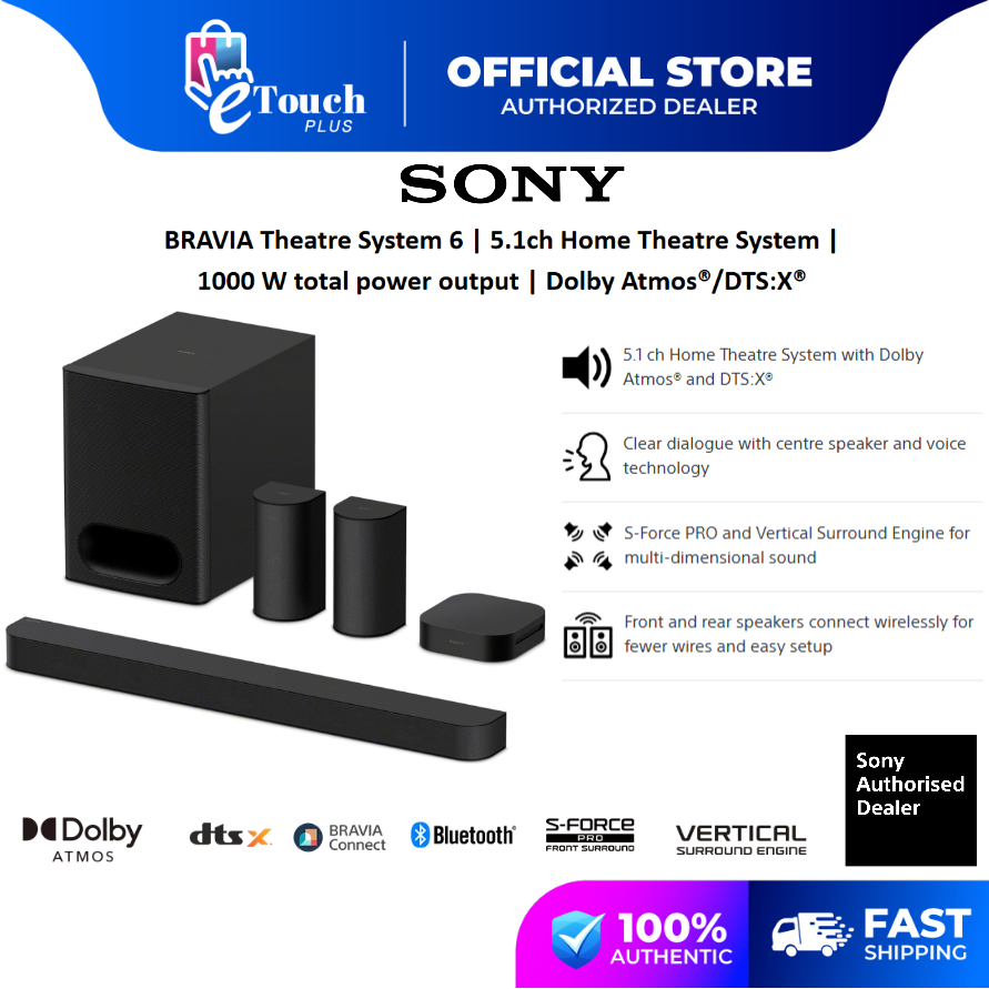 Sony 5.1CH Home Cinema Soundbar System With Bluetooth Technology HT ...