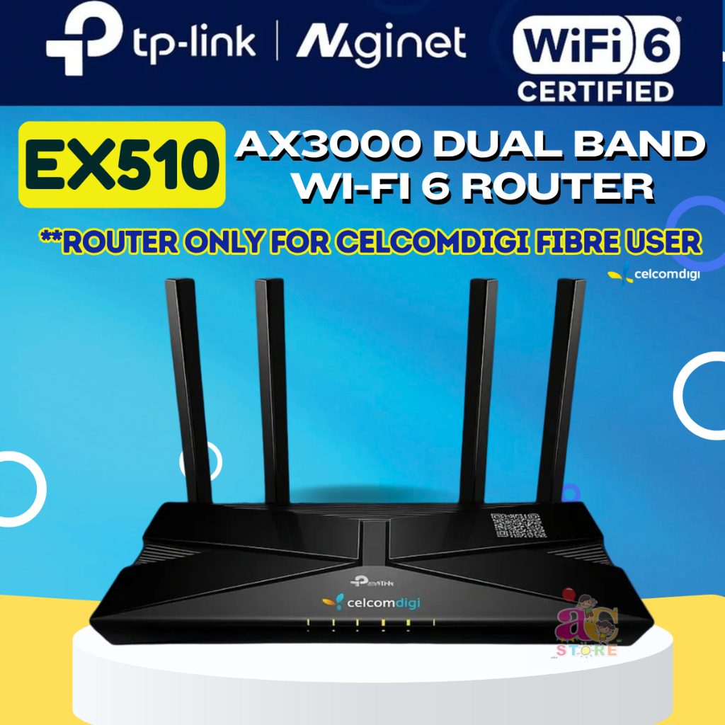 TP-Link Celcomdigi Archer EX510 Wifi 6 Router AX3000 Dual Band Wireless ...