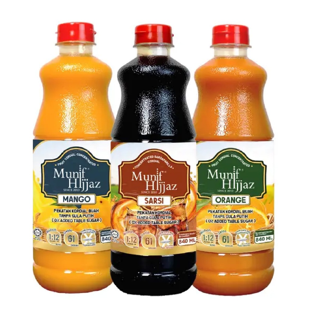 Munif Hijjaz Cordial Drink Sarsi / Orange / Mango (840ml) | Shopee Malaysia