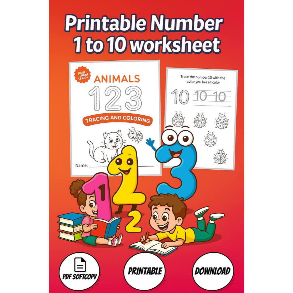 [Softcopy PDF] Number Worksheets Beginner 1-10 Math Preschool ...