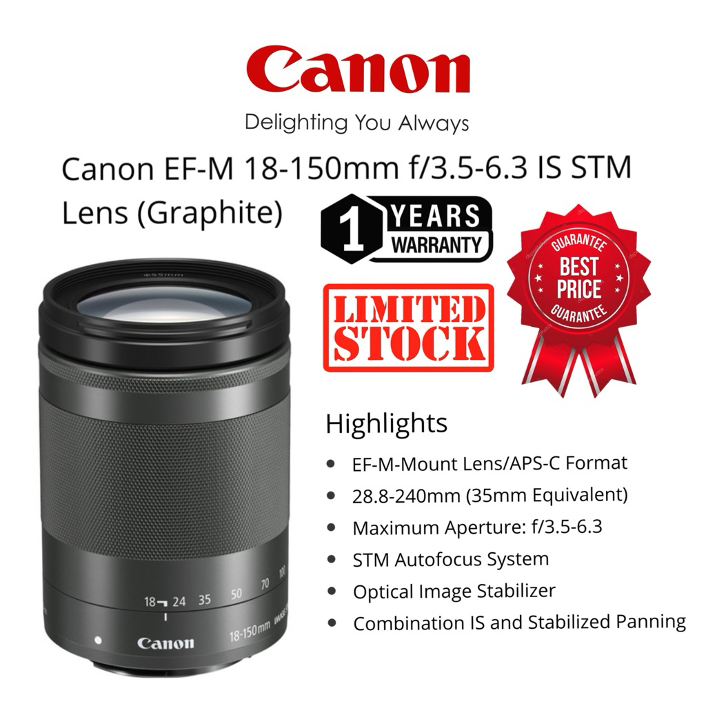 CANON EF-M 18-150MM F/3.5-6.3 IS STM LENS (1 YEARS WARRANTY) CANON WIDE ...