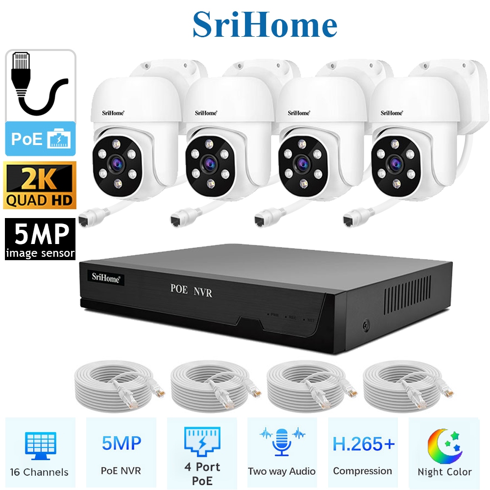 (5MP) PoE NVR CCTV System – SriHome 4-Port NVR (Support 16CH) + 4× 5MP ...