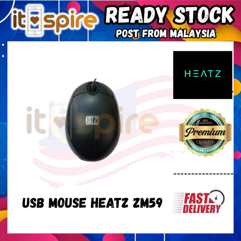 Heatz ZM59 Optical Wired Mouse (Black) | Shopee Malaysia