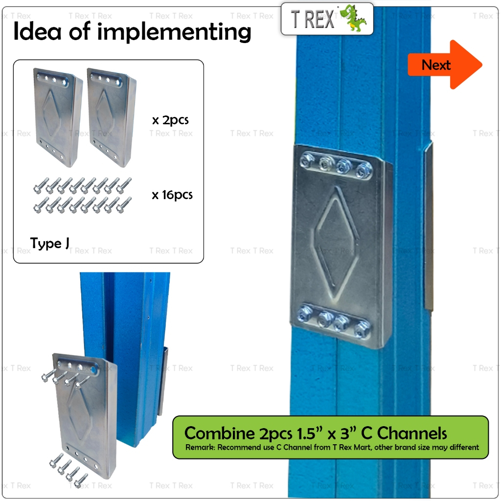 T Rex DIY C Channel Structure Frame Connector Join Bracket / Roofing ...