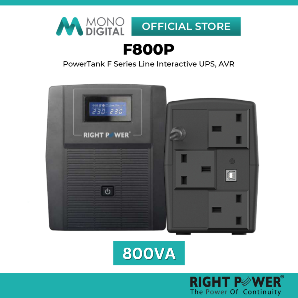 RIGHT POWER 800VA UPS (POWERTANK F800P) AVR AVS AUTOMATIC VOLTAGE ...