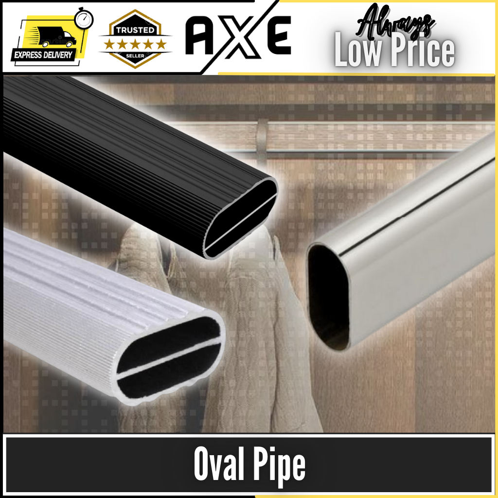 Wardrobe Oval Tube Pipe ( Chrome / Aluminium / Aluminium Black ) And ...