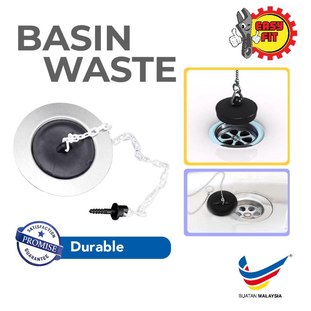 EASY FIT 1 1/2" Penapis Singki Basin Waste Stainless Steel Sink Dapur ...