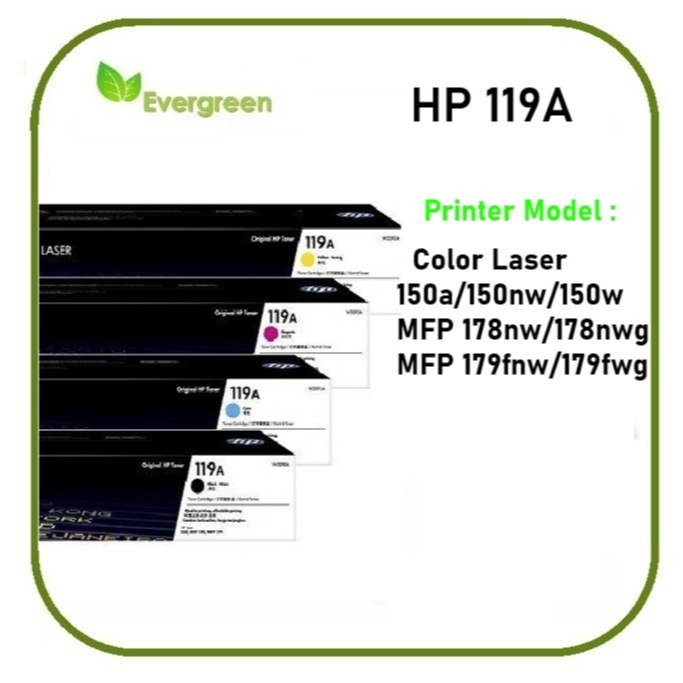 Evergreen HP 119A Toner Cartridge - Black / Cyan / Yellow / Magenta ...