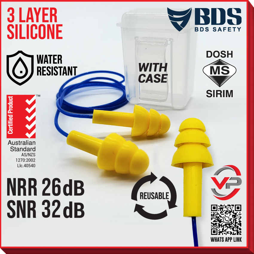 BDS EC2001C Penyumbat Telinga Safety Earplug SIRIM DOSH Silicone ...
