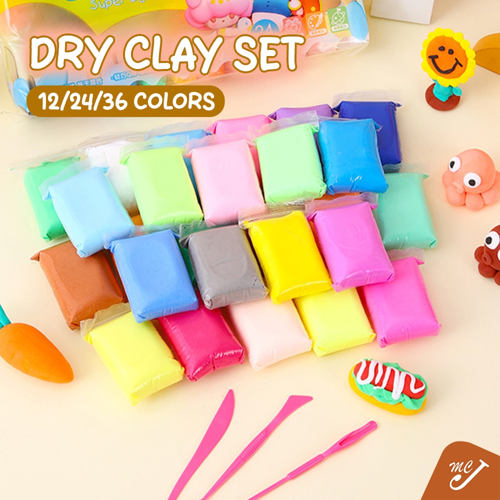 McJoden - DRY CLAY SET 12 /24 /36 Colors Air Dry Clay Set Super Light Clay Soft Stretchy DIY ...