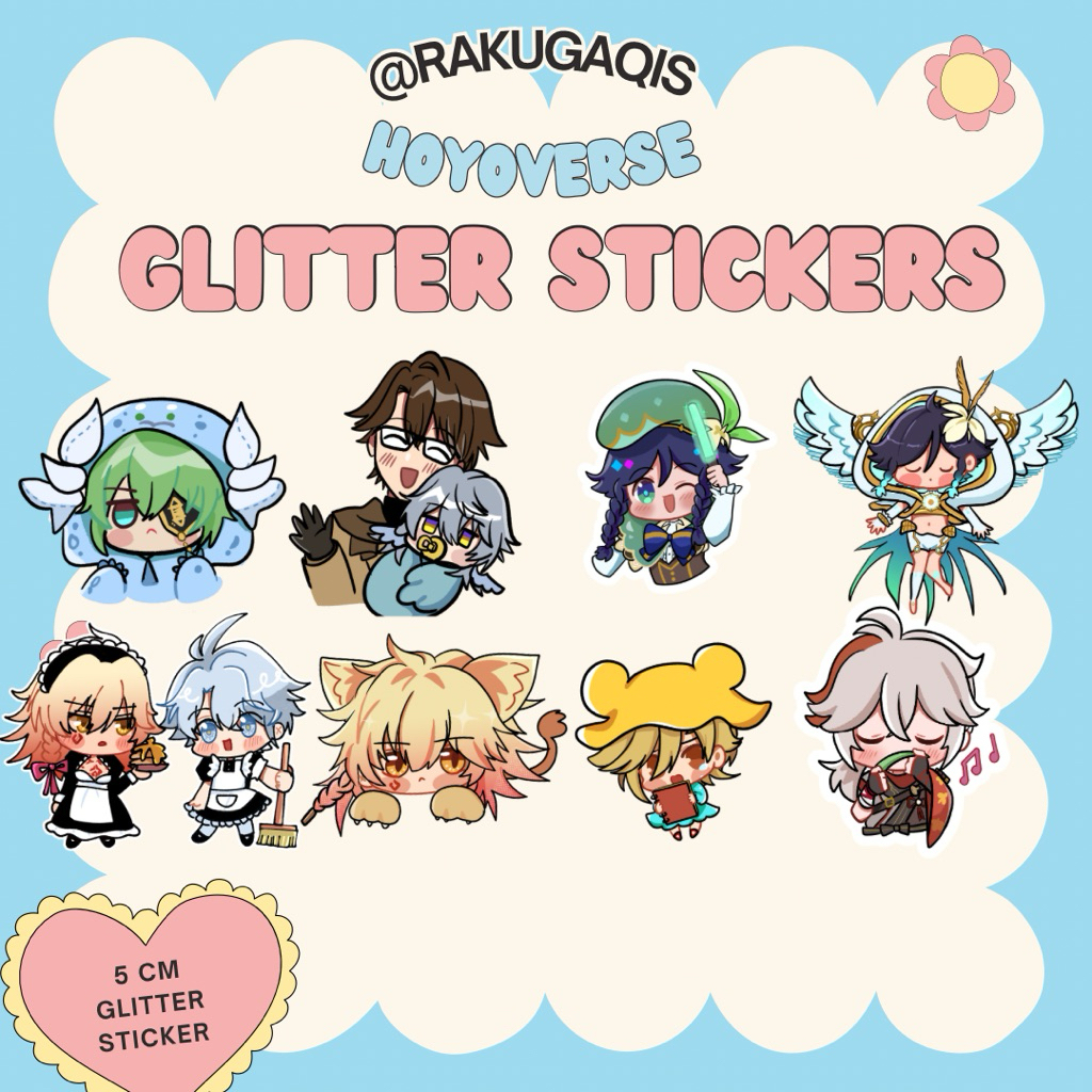 Glitter Sticker Honkai Star Rail Genshin Impact Anaxa Welt Sunday Venti ...
