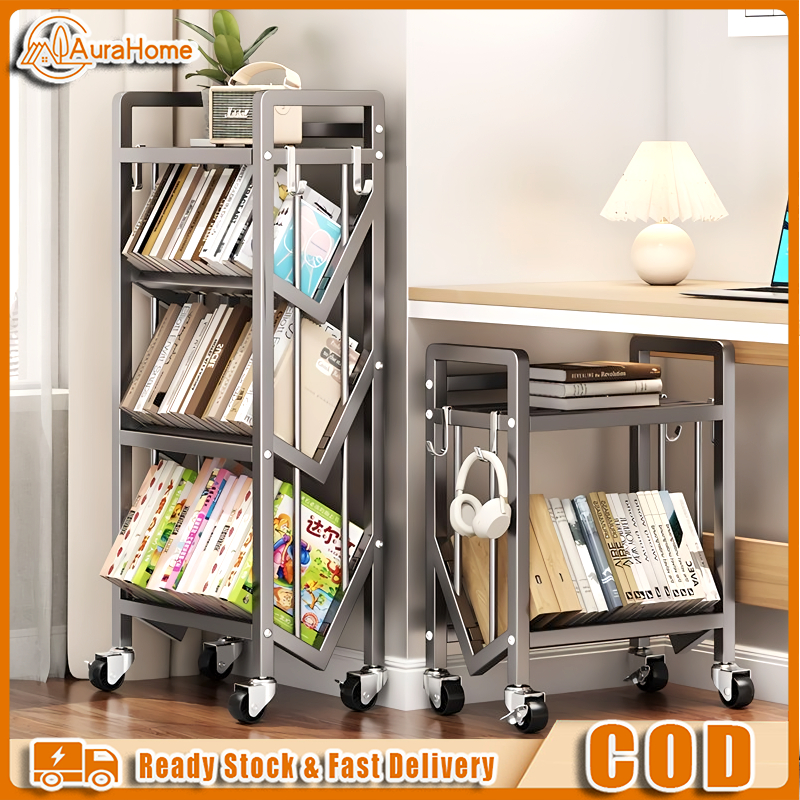 Bookshelf Almari Buku Steel Metal Book Rack Rak Buku Besi 2/3/4/5Tier ...