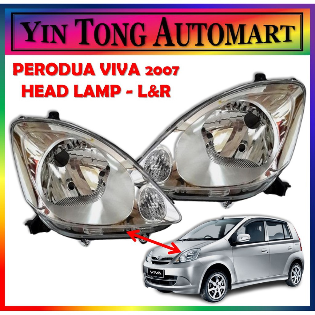 Perodua Viva 2007 Head Lamp With Or Without Bulb - 1PC OR 1SET | Shopee ...