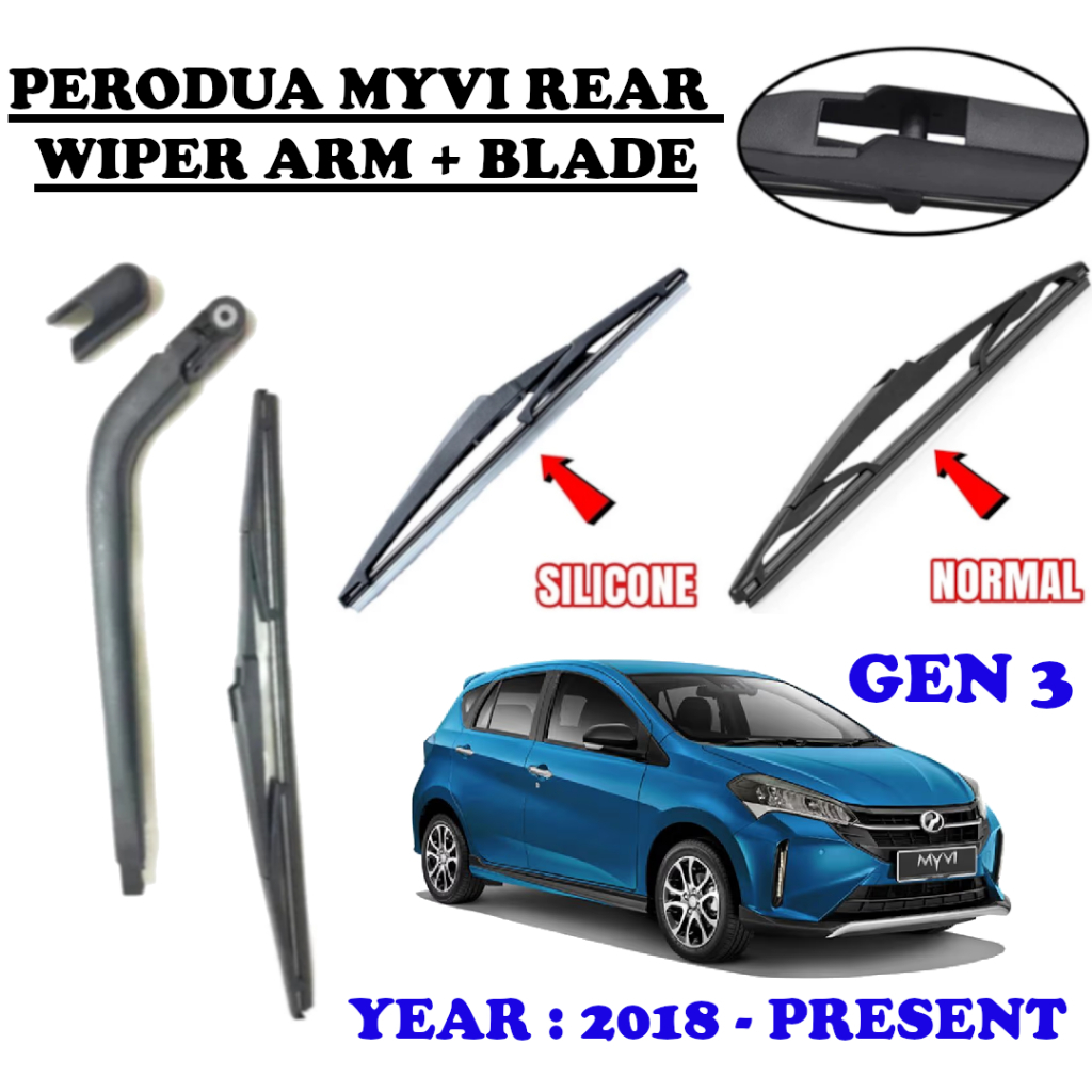 Perodua Myvi New Rear Wiper Arm Blade Window Windscreen Rubber Silicone ...