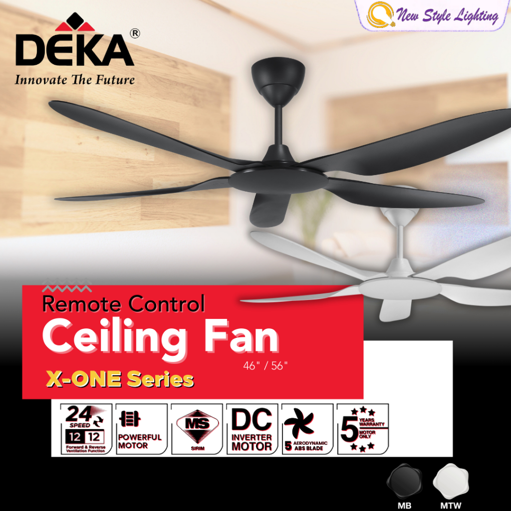 DEKA Ceiling Fan X-ONE 46" 56" 5 Blades DC Motor 24 Speed SIRIM Remote ...