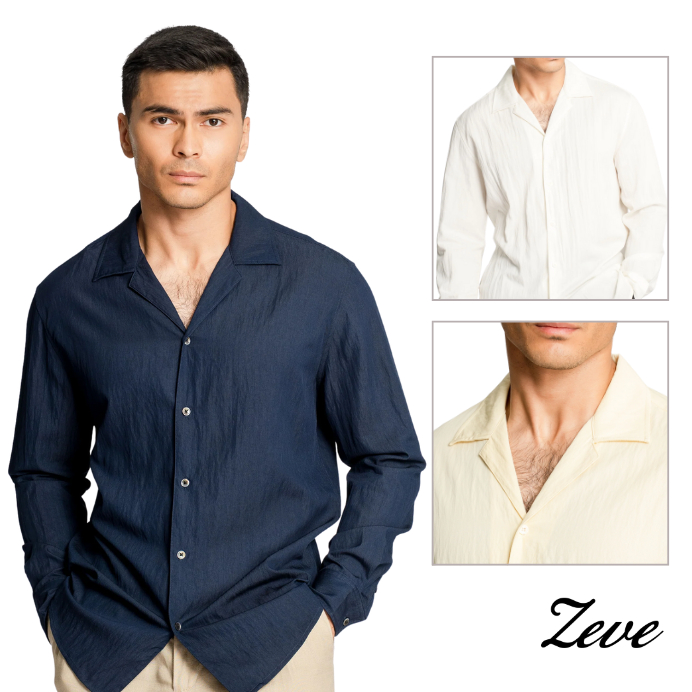 Zeve Sandro Shirt (Camp Collar) | Baju Shirt Lembut Lelaki | Shopee ...