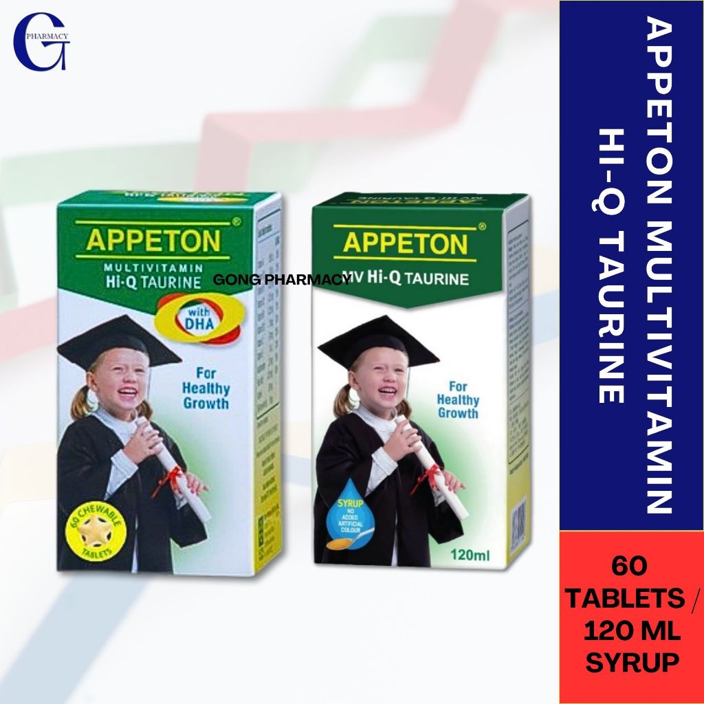 APPETON MULTIVITAMIN HI-Q TAURINE 60 CHEWABLE TABLETS / 120ML SYRUP ...