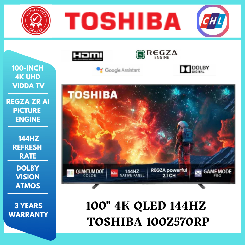 TOSHIBA 100" 4K QLED VIDDA SMART TV (100Z570RP) | 144HZ | DOLBY VISION ...