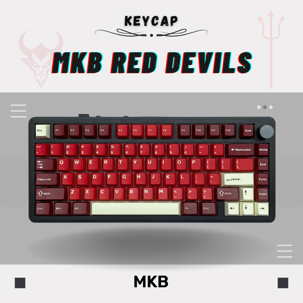 MKB Red Devils PBT Double Shot Cherry Profile Keycap Set for Mechanical ...