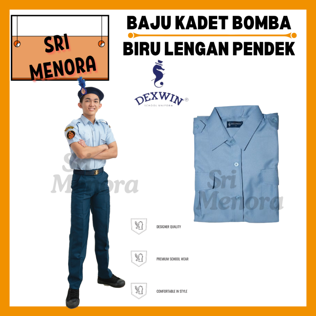 BAJU SAHAJA Uniform Kadet Bomba Biru lengan pendek / kadet bomba s/s ...