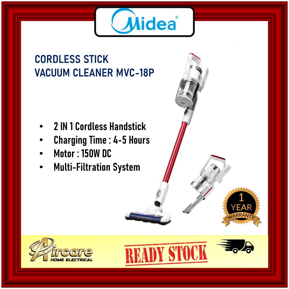 Midea Cordless Vacuum Cleaner (150W) DC Motor MVC-V18P | Shopee Malaysia