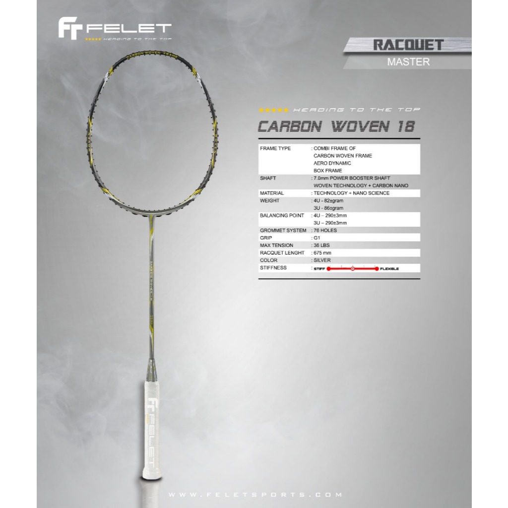 FELET CARBON WOVEN 18 BADMINTON RACKET 4U (100% Original) | Shopee Malaysia