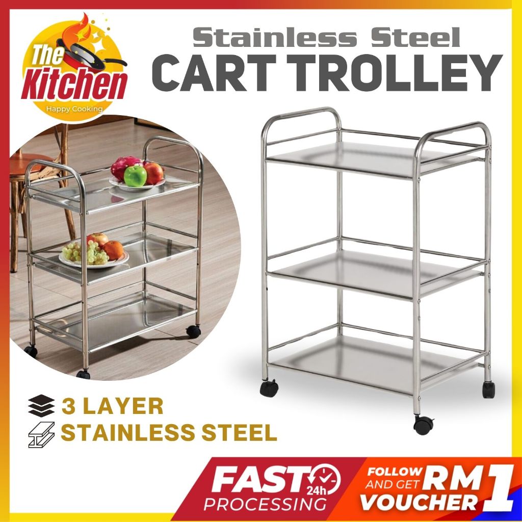 3 Layer Stainless Steel Food Cart Trolley / Muti Rack / Oven Rack ...