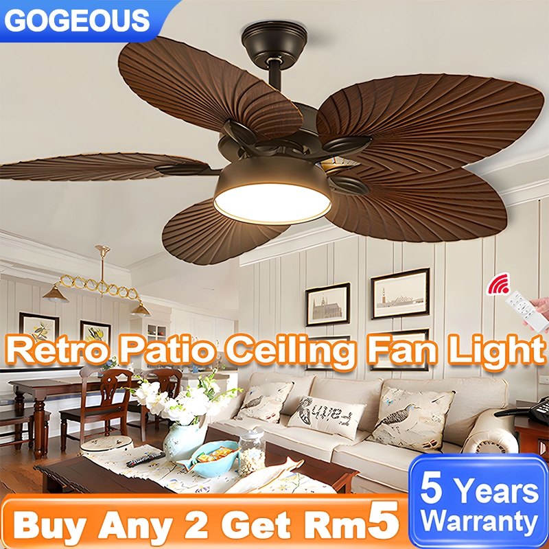 52Inch Ceiling Fan With Light Banana Leaf Shape Blades Strong Winds ...