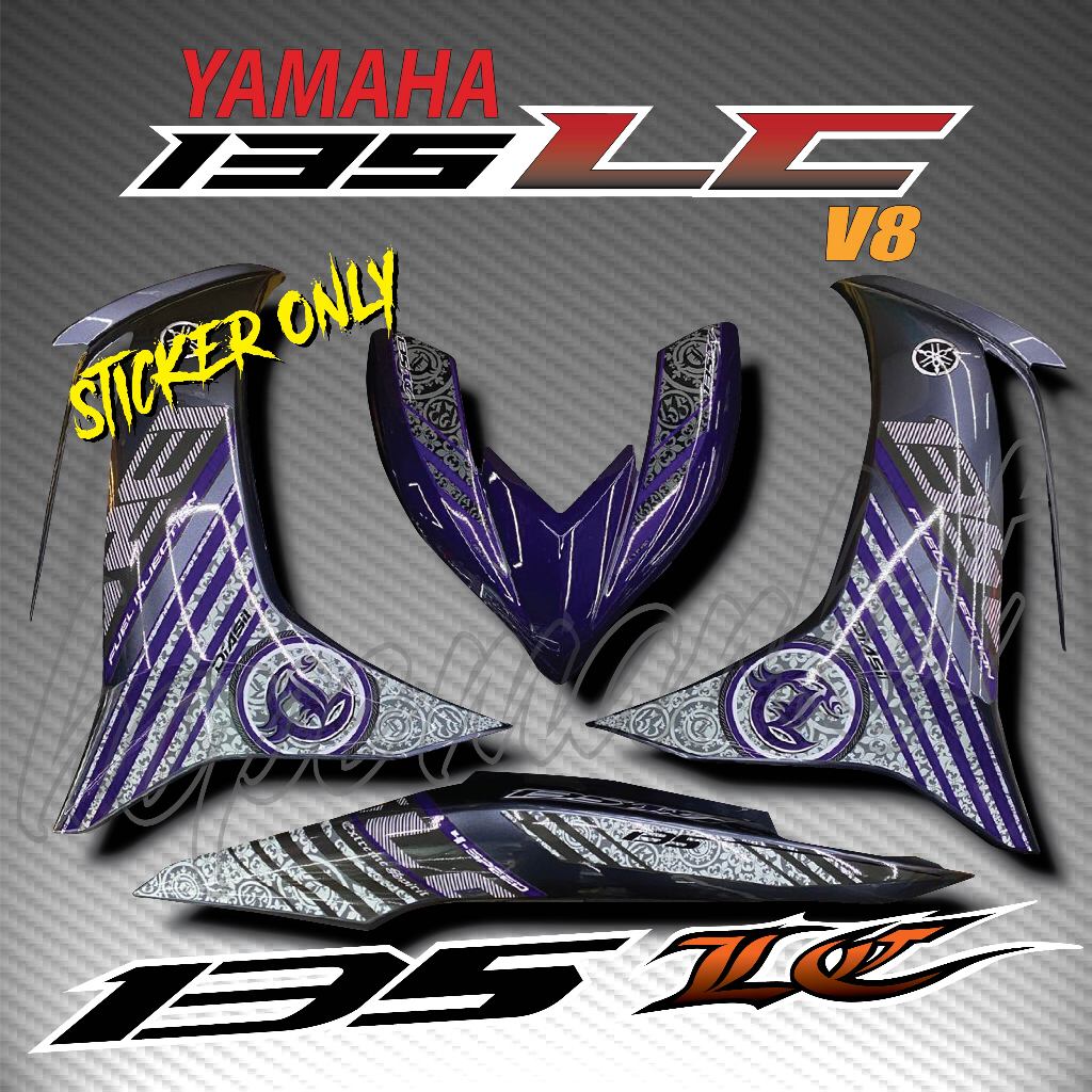 STRIPE MOTOR YAMAHA LC135 V8 FI BATIK BATMAN CUSTOM BODY STICKER ...