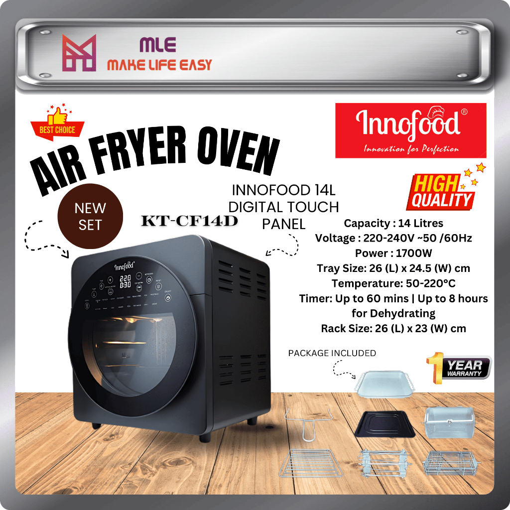 INNOFOOD 16 Pre-set Digital SUS Air Fryer Oven KT-CF14D (14L) Touch ...