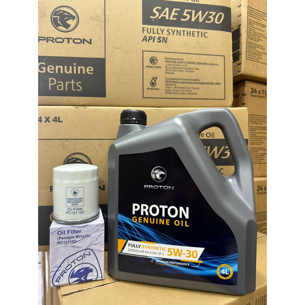 PROTON ENGINE OIL FULLY SYNTHETIC EXCEEDS API SN,ILSAC GF-5 5W30 (4L ...