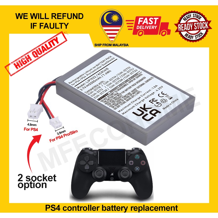 PS4 Controller Battery 2 Socket LIP1522 KCR1410 Fat Slim Pro Dualshock ...