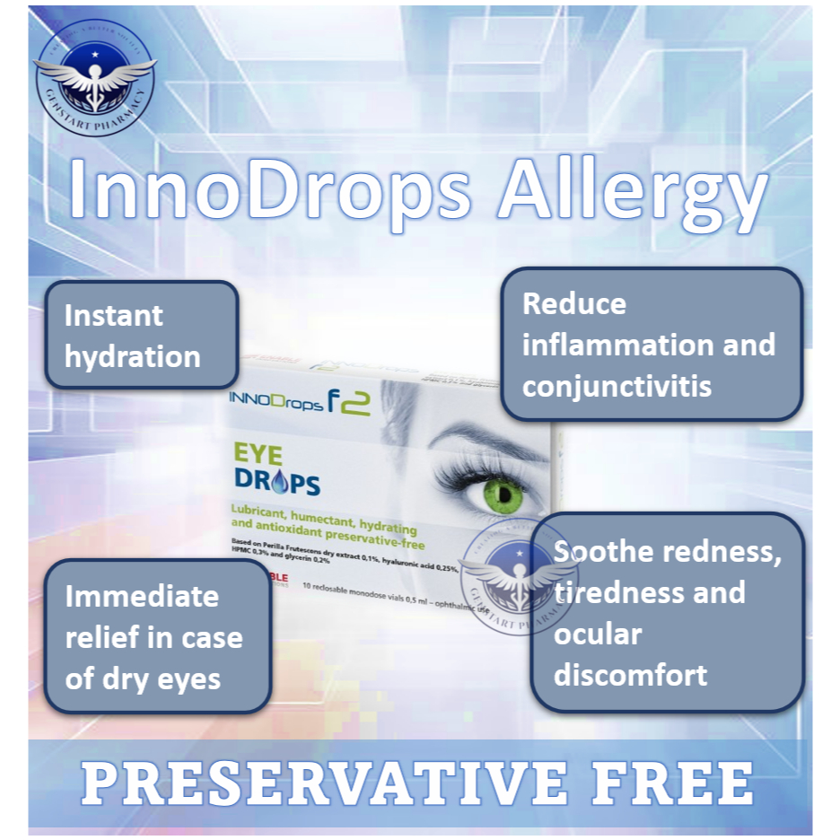 INNODROPS ALLERGY EYE DROPS HYALURONIC ACID & HPMC (0.5ML X 10'S ...
