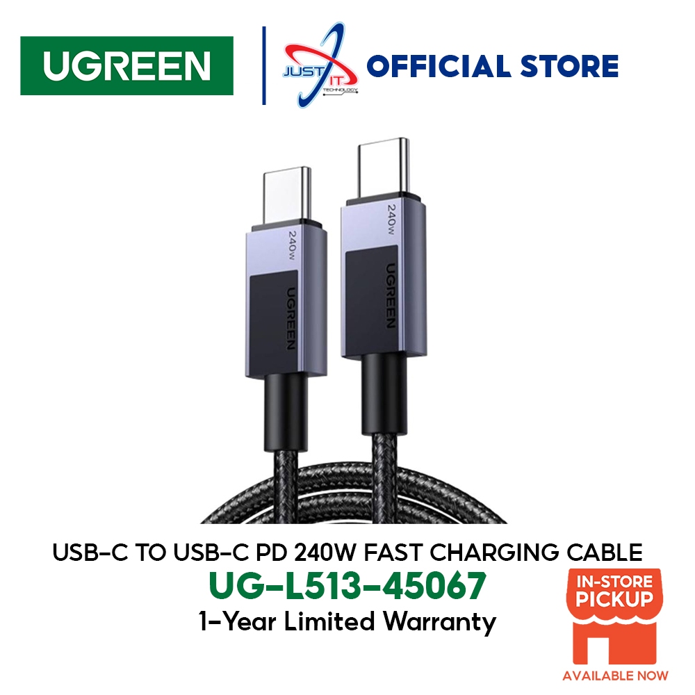 UGREEN USB-C To USB-C PD3.1 Fast Charging (240W/1M) UG-L513-45067 | Shopee Malaysia