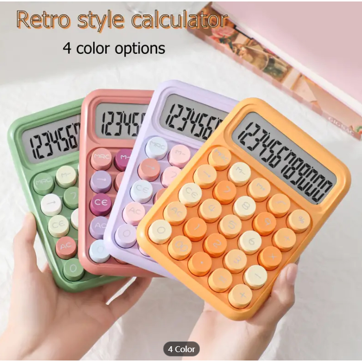 12 Digits Candy Colorful Calculator Large Display Mechanical Round ...