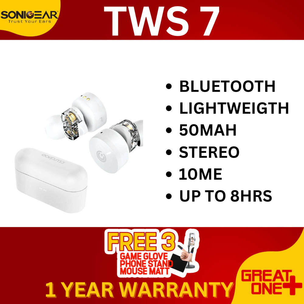 SonicGear TWS 7 Bluetooth Stereo Earbud | 32 Hour Playtime | Dual ...