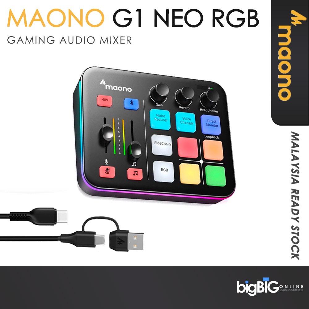 Maono G1 Neo PD100X Dynamic Microphone Audio Mixer Gaming Mic RGB Mic Streaming Mic for Latop ...