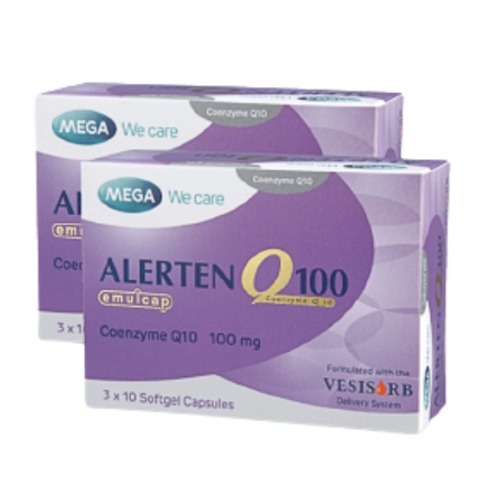 MEGA WE CARE Alerten Q100 (Coenzyme Q10 100mg) 30 softgel Capsules ...