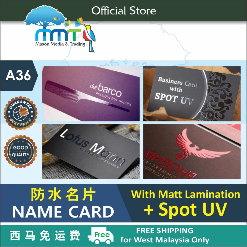 A36- Name Card With Spot UV / Spot UV Name Card / 名片 / 防水卡片/ Harga ...