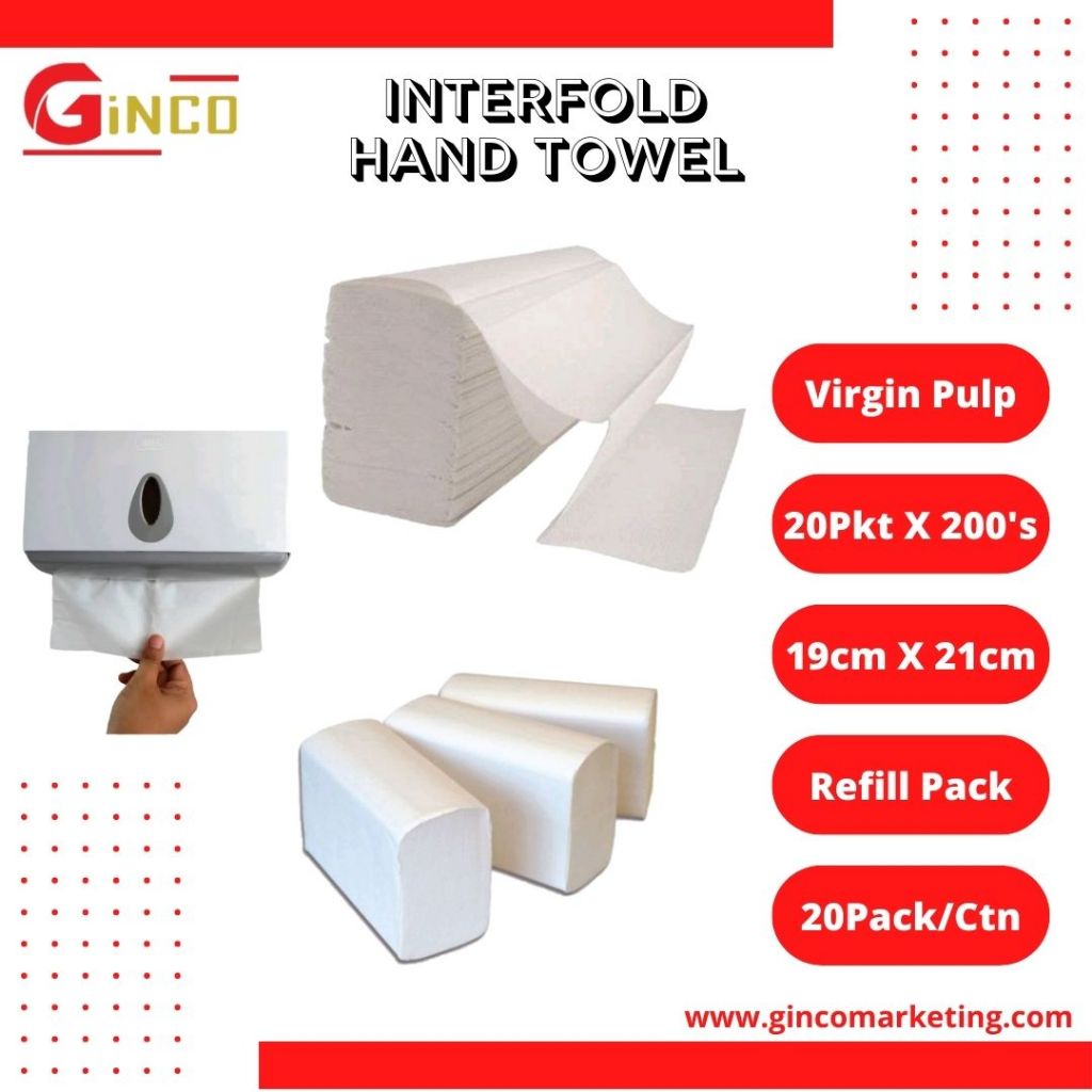 GINCO Interfold Hand Towel Tissue Refill Pack Virgin Pulp 20pkt X 200's ...