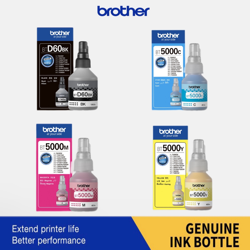 【𝐑𝐞𝐚𝐝𝐲 𝐒𝐭𝐨𝐜𝐤】ORIGINAL BOX BROTHER BTD60BK BT5000 C/M/Y INK ( FOR DCP ...