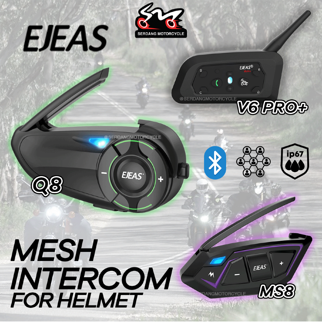EJEAS MS8 Q8 V6 Pro+ Motorcycle Helmet Mesh Bluetooth Intercom Headset Waterproof IP67 Headset ...